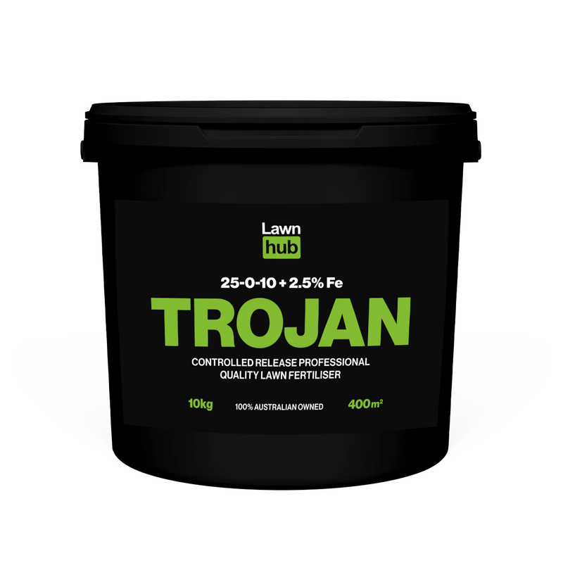 Trojan Lawn Fertiliser 25:0:10+2.5% Fe | Slow Release Fertiliser | Lawnhub